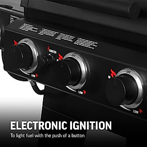 Char-Griller 3070 Texas Trio 3-Burner Dual Fuel Grill with Smoker in Black