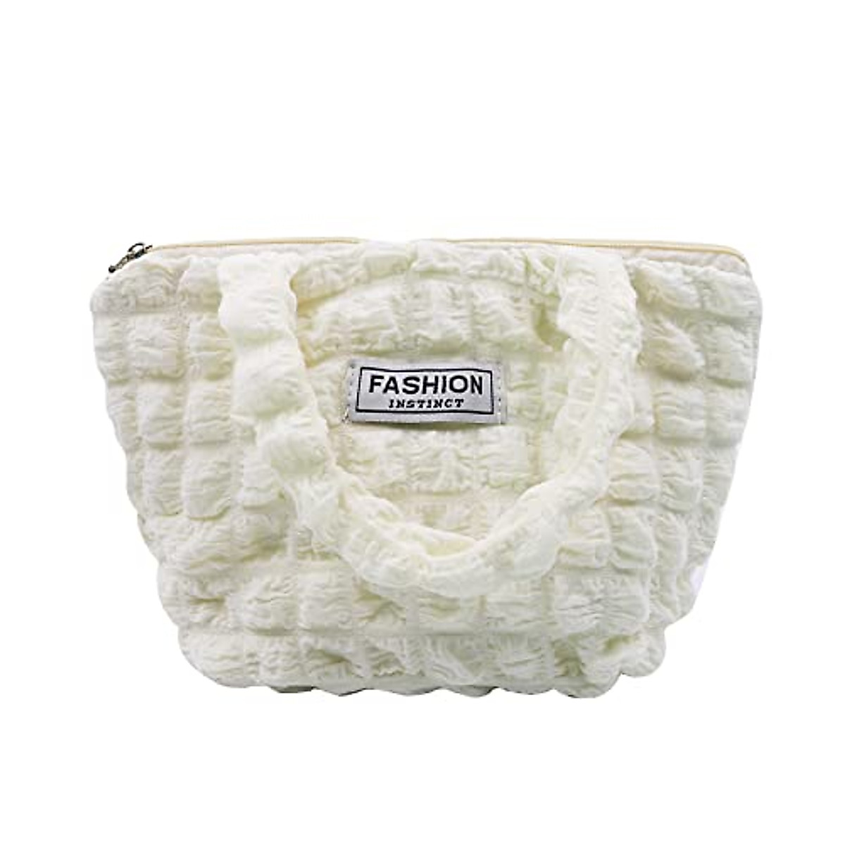 Women Chic Quilted Puffer Tote Bag, Light Solid Color Lattice Shoulder Handbag Soft Puffy Tote