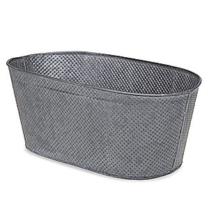 The Lucky Clover Trading Oblong Hammered Metal Container-12in Container, Silver