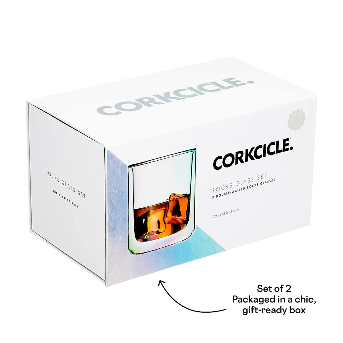 Corkcicle. Prism Rocks Glass, 2 CT