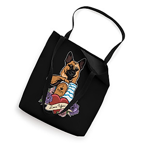 I Love Mom Tattoo Design I Funny German Shepherd Mom Tote Bag