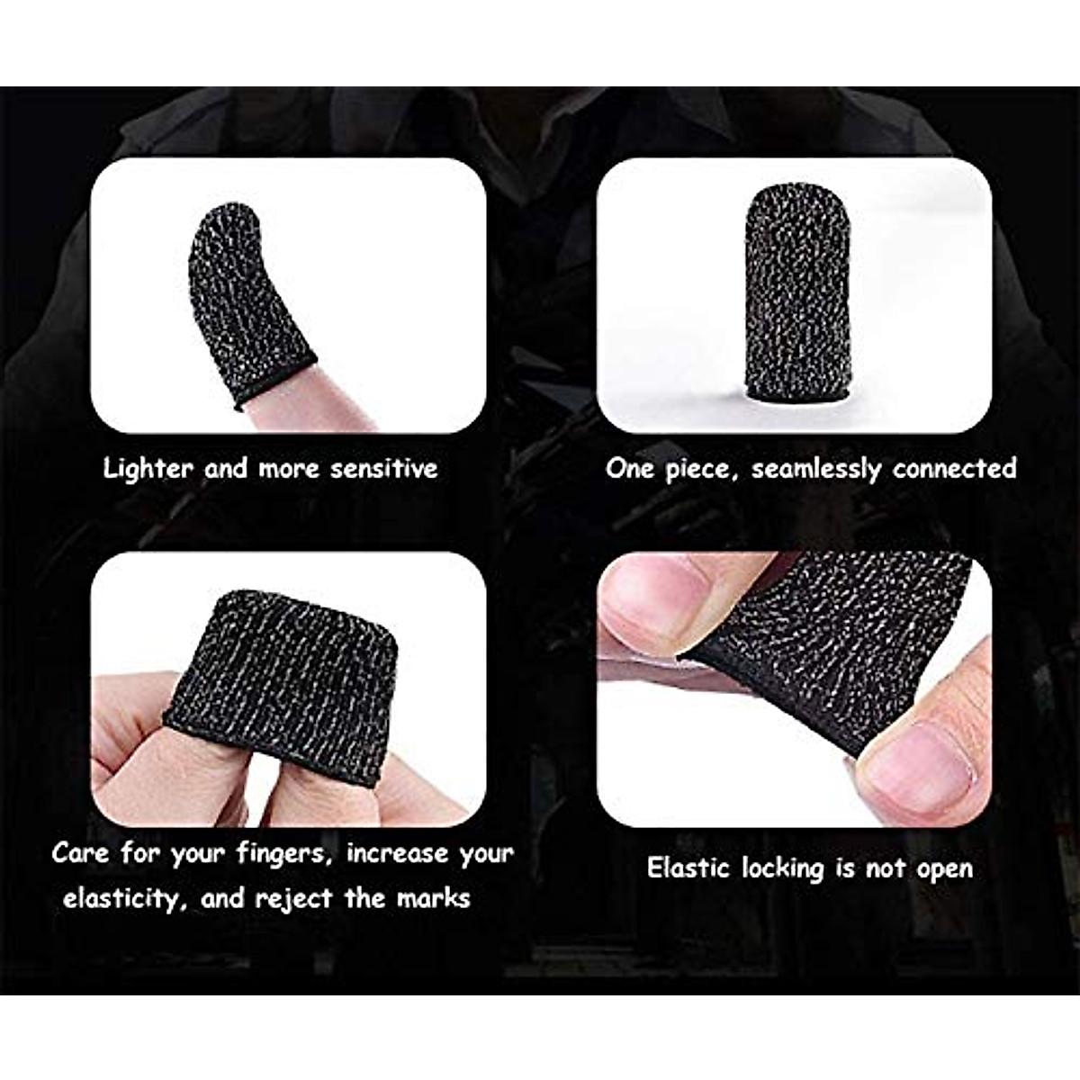 XJXJ Anti-sweat Finger Set Game Finger Set Half Finger Set Touch Screen Game Anti-hand Sweat Ultra-thin Non-slip Gloves Professional Game Finger Sets rheumatoid arthritis gloves (Color : Black)