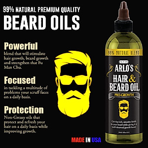 Arlo's Pro-Growth Hair and Beard Oil 8 oz. - Hair Oil, Mustache Oil and Beard Oil Growth