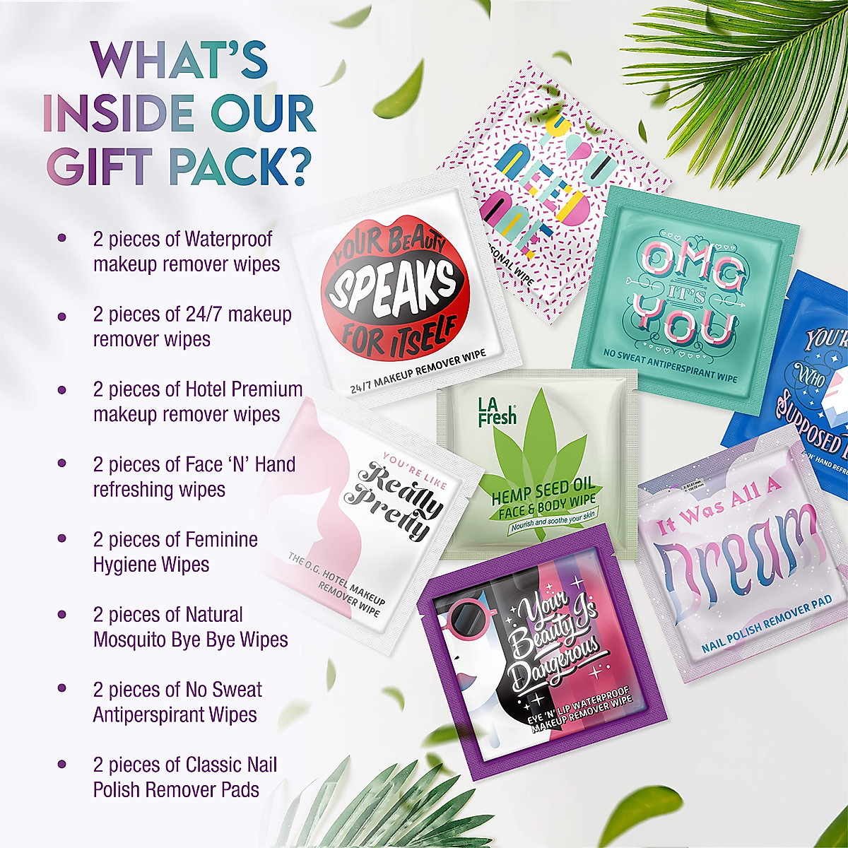 La Fresh My Beauty Is Unique Beauty Wipes Gift Pack - Contains 16 Individually Wrapped Wet Wipes Variety For Personal Care and Travel Essentials