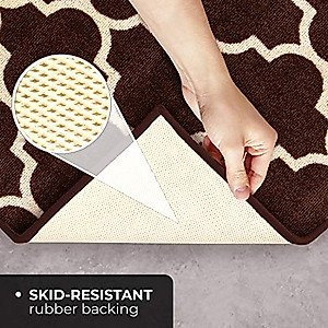 House, Home and More Skid-Resistant Carpet Indoor Area Rug Floor Mat – Moroccan Trellis Lattice – Coffee Brown & Vanilla Cream – 2 Feet X 3 Feet