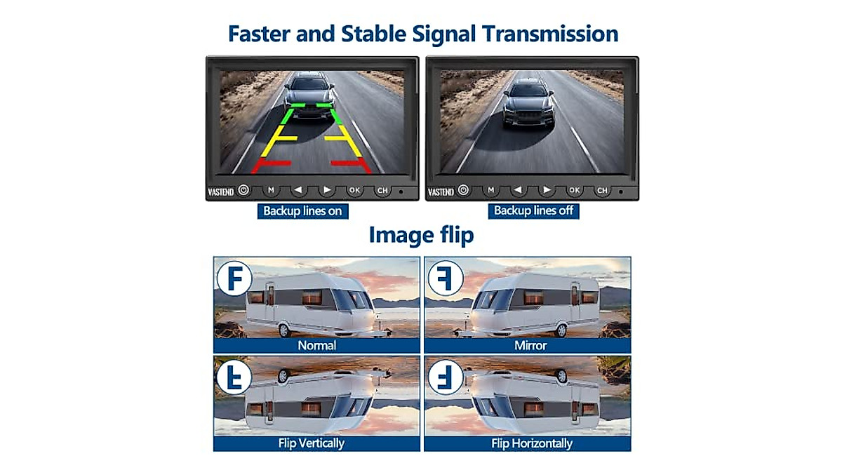 VASTEND 7" Wireless RV Backup Camera HD 1080P Stable Signal
