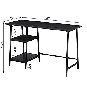 Convenience Concepts Designs2Go Trestle Wood Metal Desk, Black/Black
