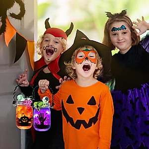 Halloween Crafts for Kids, 8 PCS Halloween Mason Jar with Accessories for DIY Craft, Halloween Art Party Favor Supplies, Halloween Decoration Trick or Treating, Classroom Halloween Art Activities