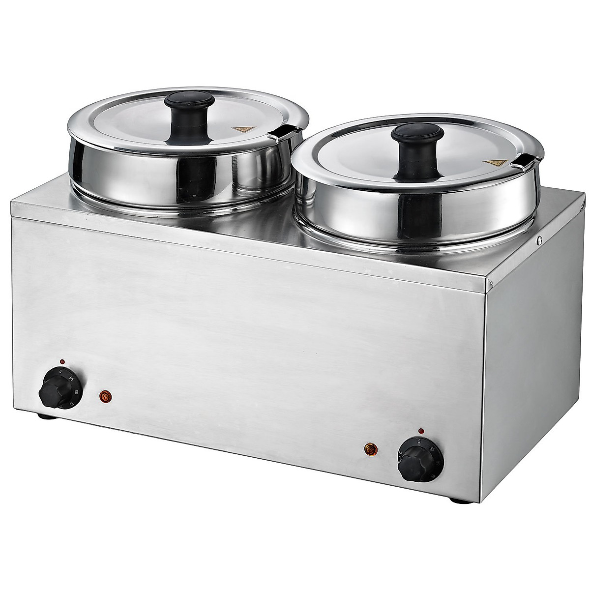 Commercial Dual 3.7 qt. Round Well Stainless Food Warmer w/Inserts and Lids, Each