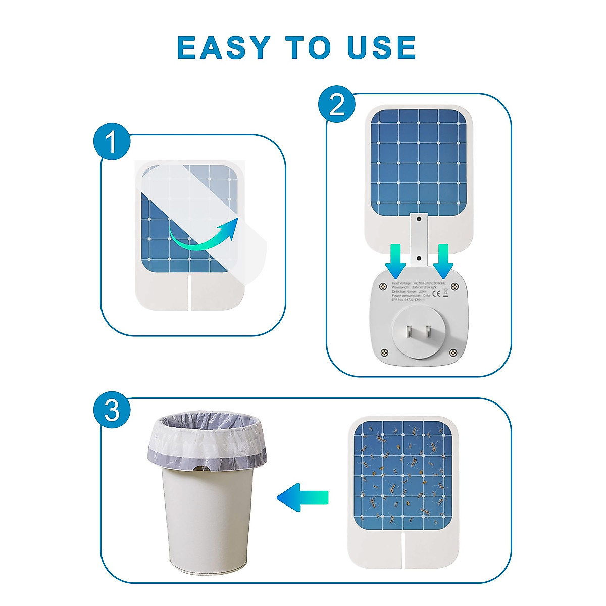 Dichroma 40 Pcs Flying Insect Trap Refill Compatible with VEYOFLY Fly Trap VF01, Replacement Sticky Glue Boards for Fly Trap Indoors Plug-in