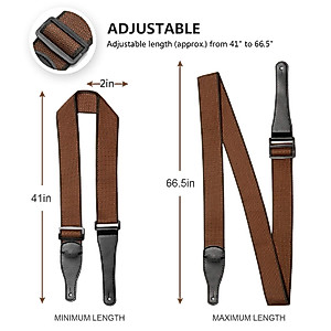 BestSounds Acoustic Guitar Strap, Soft Cotton & Leather Ends Strap for Electric & Bass Guitars come with 1 Button & 2 Locks