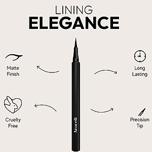 Aracelli Beauty Water Resistant Long-Lasting Eyeliner Pen - Precision Liquid Eye Liner with Smudge-Proof Formula - Easy Glide & Quick Dry - Perfect for Cat Eye & Winged Looks - Brown