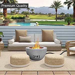 Kante 25 Inch Propane Fire Table, 50,000 BTU Large Concrete Fire Pit Table for Outdoor Garden Patio, Smokeless Gas Fire Pit with Waterproof Cover, Side Handles, Concrete