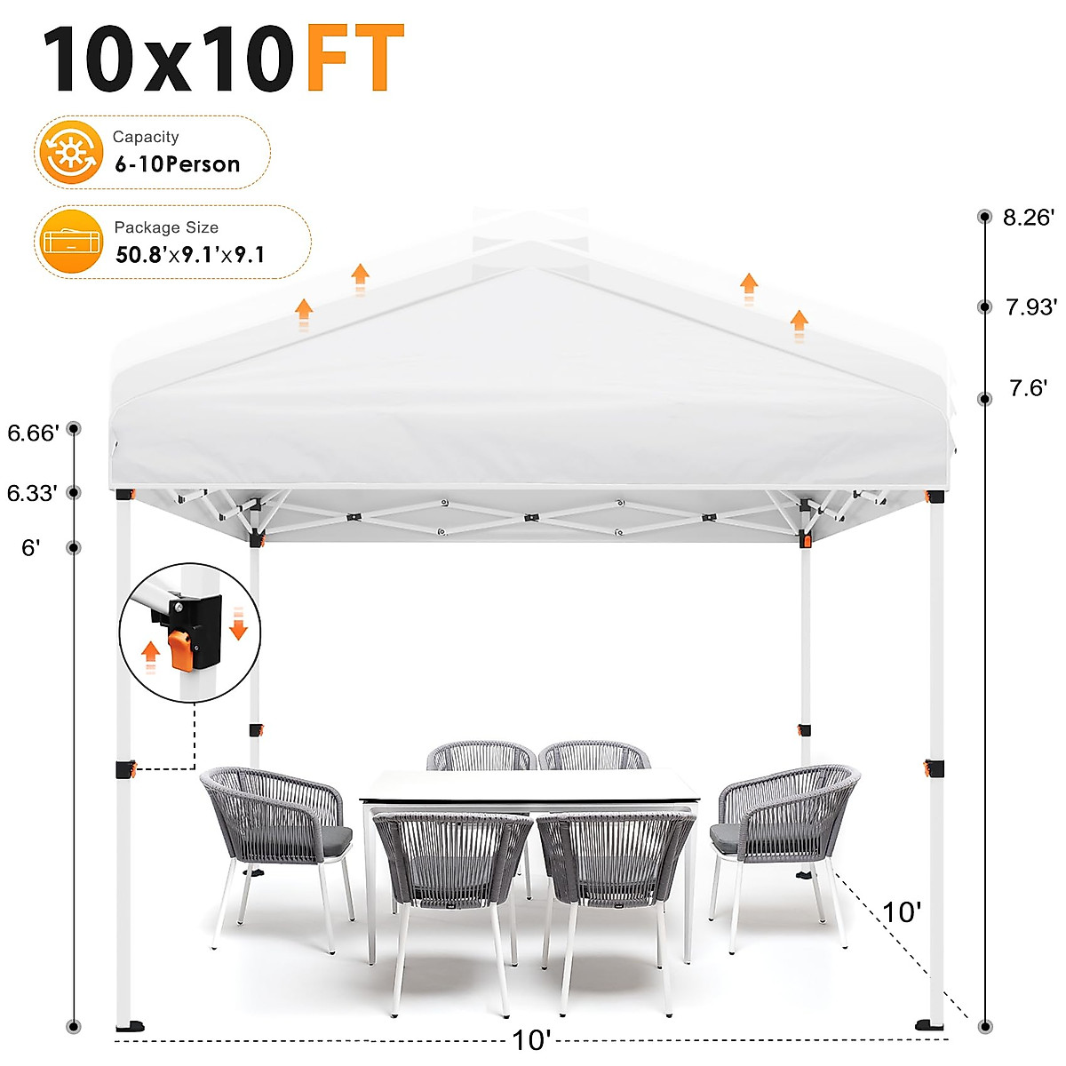 Winkalon 10x10 Pop Up Canopy, Instant Canopy Tent with Removable Sidewalls and Mesh Windows for Vendor Events, Outdoor Craft Show, Farmers Markets-White