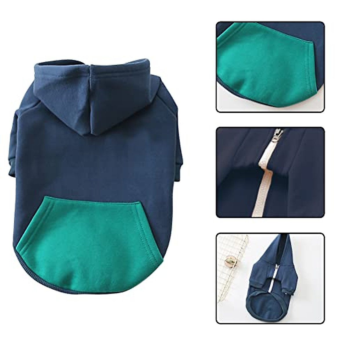 FEimaX Dog Hoodies Puppy Warm Zipper Sweater Pet Winter Clothes Outdoor Soft Hooded Sweatshirt for Small Medium Large Dogs Cat Cold Weather Coat French Bulldog Apparel