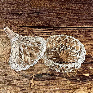 UrChart Crystal Heart Sugar Box Glass Candy Chocolate Jar Jewelry Trinket Holder for Marriage Proposal Ring (Box for Hersheys Kiss)