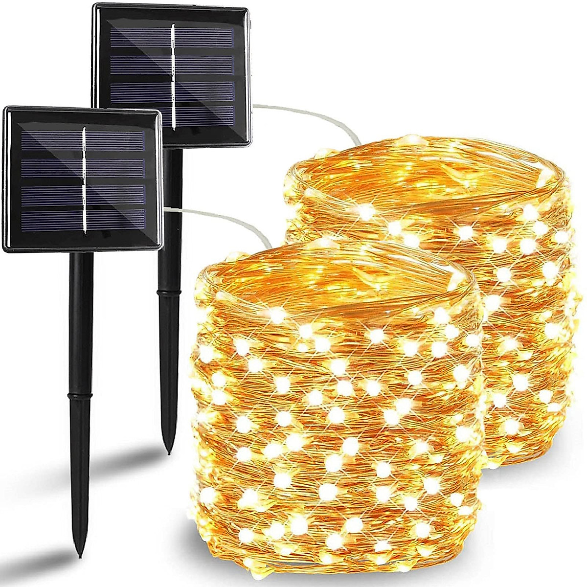 Solar String Lights Outdoor, 2-Pack Each 72FT 200 LED Solar Christmas Twinkle Lights Outside Waterproof Copper Wire with 8 Modes Solar Fairy Lights for Garden Tree Birthday Christmas Decor(Warm White)