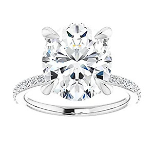 5 CT Oval Cut VVS1 Colorless Moissanite Engagement Ring Set, Wedding/Bridal Ring Set, Sterling Silver Vintage Antique Anniversary Classic Ring Set Gifts for Woman (4)