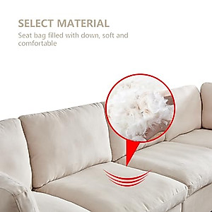 Eafurn Cloud Modular Sectional Sofa, Comfort 60% Down Filled L Shaped Sleeper Sofa Couch Bed with Movable Ottoman for Living Room, Minimalist Wide Deep Seat Convertible Corner Sofa&Couches for Office