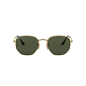 Ray-Ban RB3548N Hexagonal Flat Lens Sunglasses, Gold/G-15 Green, 54 mm