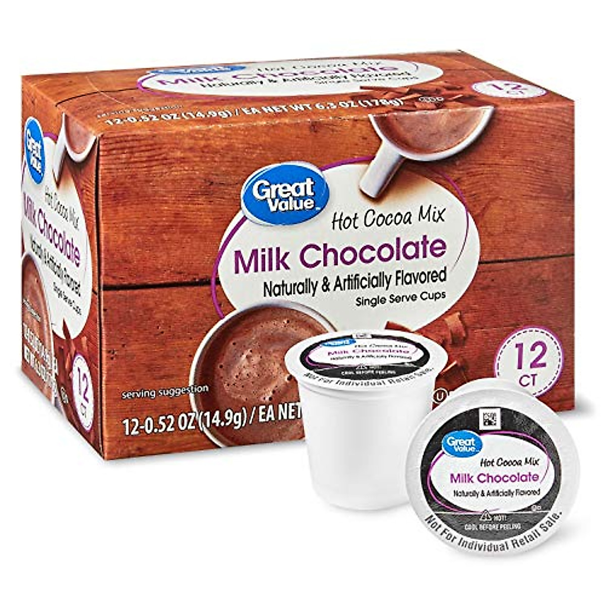 Great Value Cappuccino Coffee and Hot Drink Single Serve Pods, 12 Count (Hot Cocoa, Pack of 2)