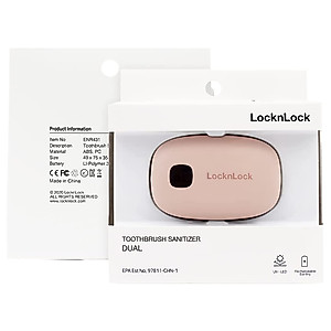 LocknLock UV Toothbrush Sanitizer/Cover for Home/Travel, USB Rechargeable Battery, Dual, Pink