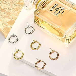 Jstyle 3 Pairs Stainless Steel Hoop Earrings for Women Huggie 10MM