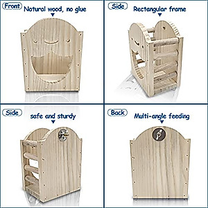 Hamiledyi Wood Rabbit Hay Feeder for Cage Bunny Hay Manger Rack Small Animals Feeding Holder Wooden Grass Dispenser with Chew Toys for Guinea Pig Chinchilla Hamster 9Pcs