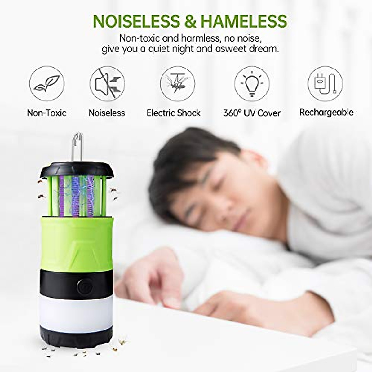 LED Camping Lantern & Bug Zapper & Flashlight 3-in-1, Rechargeable Mosquito Zapper, Portable Compact Camping Gear with Magnetic Base for Outdoors