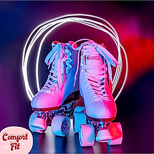 Chicago Skates Women's and Girl's Premium Leather Lined Rink Roller Skate - Classic White Quad Skates