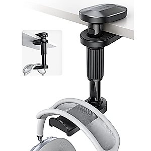 Lamicall Headphone Stand, Headset Hanger - [2022 Upgarded] 360° Rotating Earphones Holder Hook Mount Clamp under Desk for Airpods Max, Sennheiser, Sony, More, Black