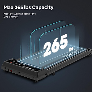 Walking Pad Treadmill Under Desk with 265lbs Capacity, Portable Treadmill for Home Office with Remote Control, 2.25HP Walking Treadmill for Walking and Jogging