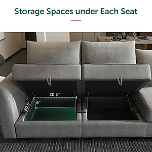 HONBAY Convertible Modular Sectional Sofa L-Shape Sectional Couch with Reversible Chaise Modular Sofa with Storage Seats, Grey