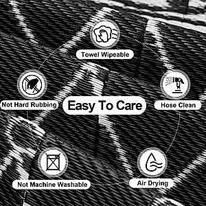 OutdoorLines Indoor Outdoor Rugs for Patio 5x8 ft - Reversible Outside Carpet, Stain & UV Resistant Portable RV Mats, Plastic Straw Rug for Camping, Pool Deck, Porch Rhombus Black & White