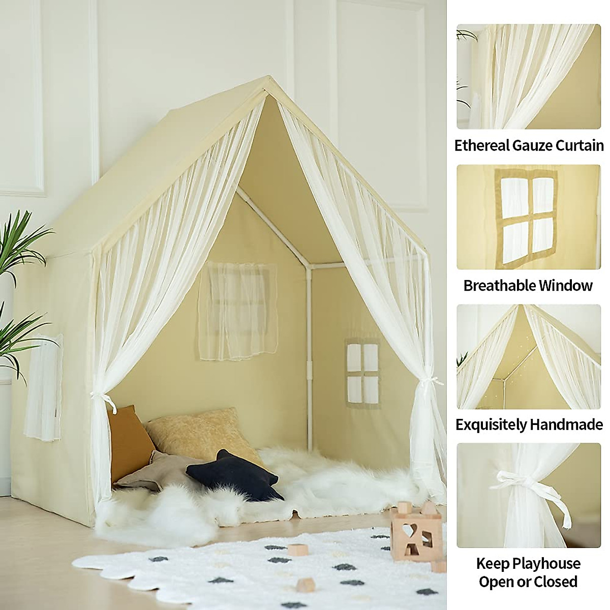 Kids Play Tent, Razee Large Playhouse Tent Indoor, Play House Kids Tent Castle Tent for Girls Boys, Play Cottage