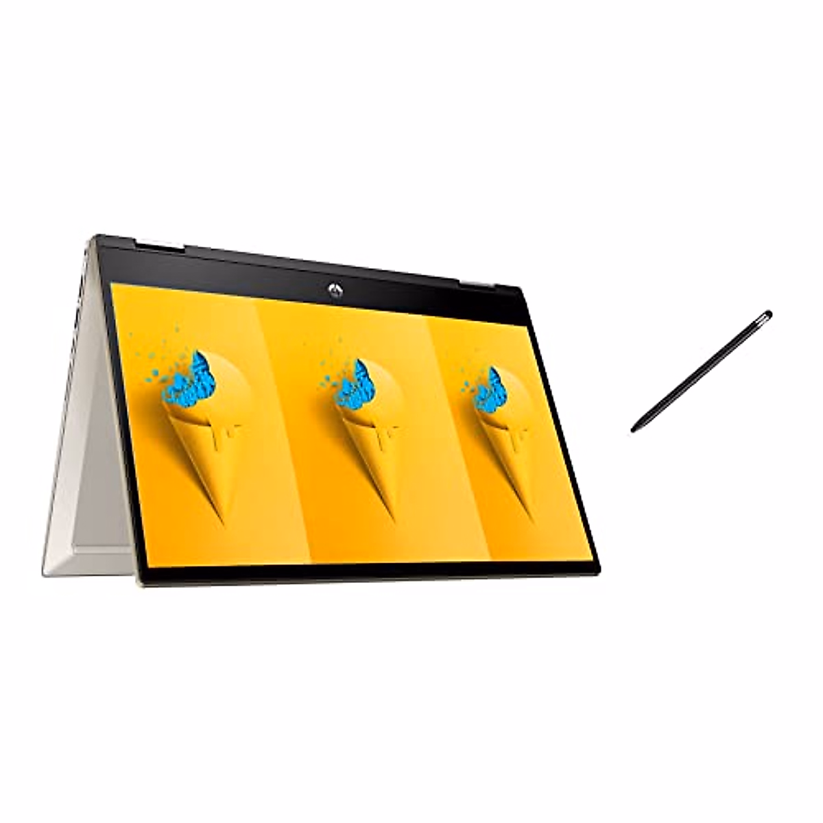 HP Pavilion 2-in-1 Convertible Business Laptop, 14'' FHD Touchscreen, Core i5-1155G7, Intel Iris Xe, 16GB RAM, 1TB SSD, Fingerprint, Bluetooth, Wi-Fi, Windows 11 Home, Gold, with 5ave Stylus Pen