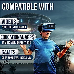 Bnext VR Headset Compatible with iPhone & Android Phone - VR Headsets - Universal Virtual Reality Goggles for Kids and Adults - Cell Phone VR Headsets - Soft & Comfortable New 3D VR Glasses (Blue)