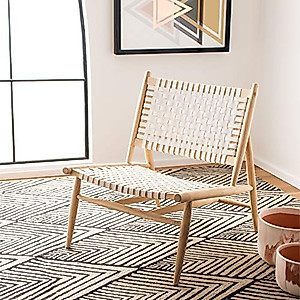 Safavieh Home Soleil White and Natural Leather Woven Accent Chair