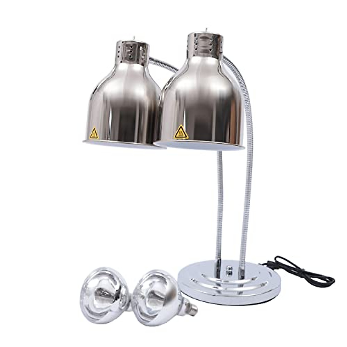 Commercial Food Heating Lamp Tabletop 2 Bulb Buffet Food Warmer Light with Dual Bulbs Portable Restaurant Kitchen Warmer Light 250W 110V