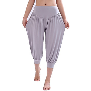 LKXHarleya Women Modal Harem Yoga Pants Loose Casual Fold Over Pilates Capri Pants Yoga Pants