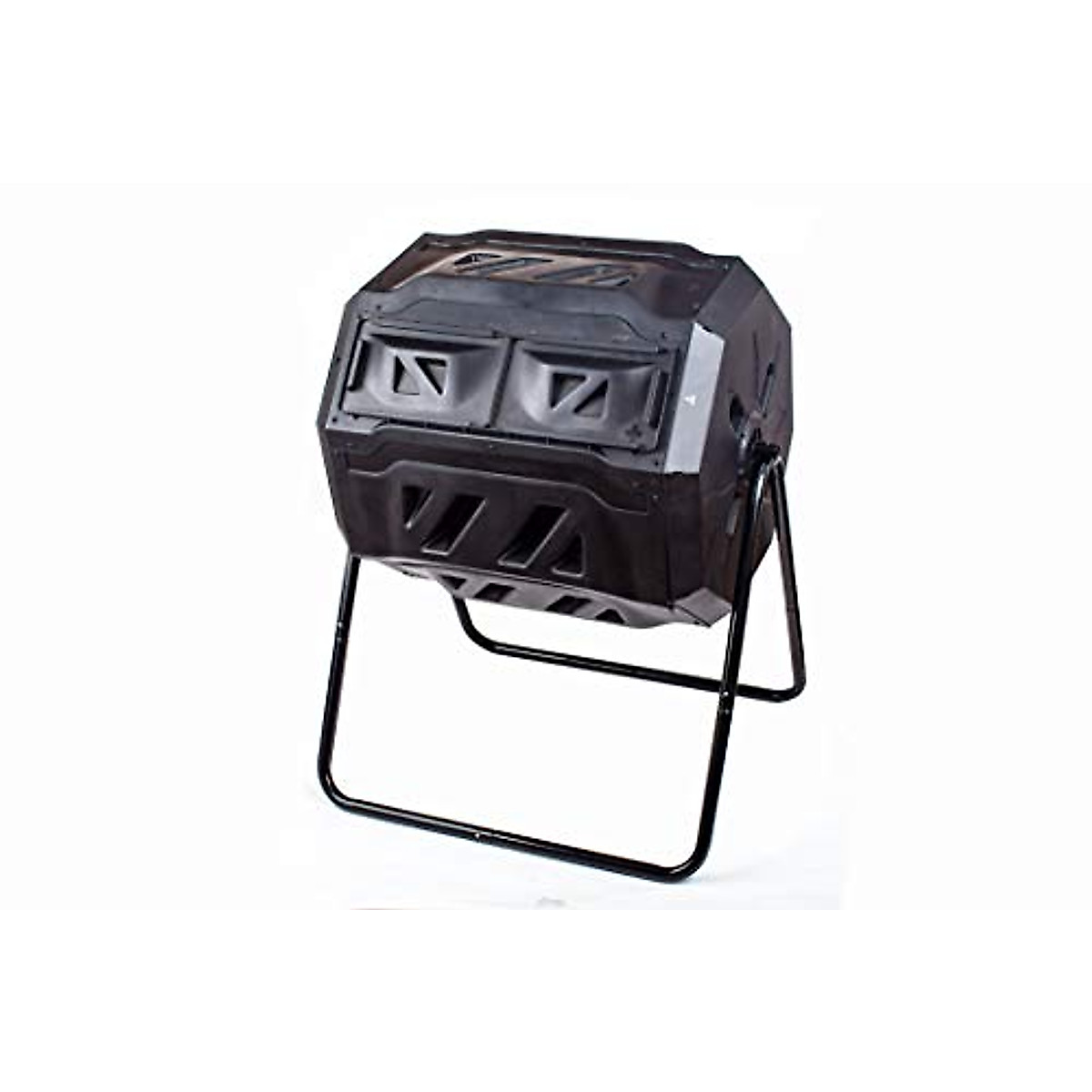 MaxWorks 80699 Compost Bin Tumbler for Garden and Outdoor, 42 Gallon Capacity with 2 Chambers Dual Rotating Composting Tumbler , Black