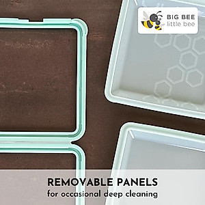 Big Bee, Little Bee - SoftShell XL Reusable Silicone Food Storage Container with Attached Clamshell Lid, Easy Cleaning, Snaps Closed, Microwave, Freezer & Dishwasher Safe (Stone)