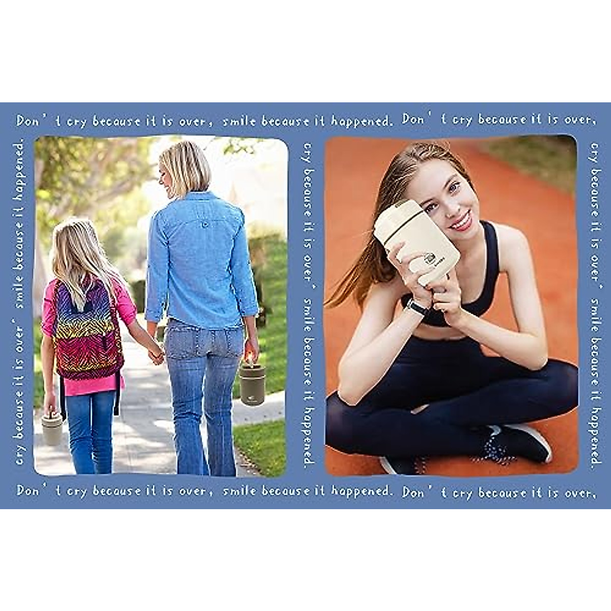 VEMJO 17 Oz Thermos for Hot Food Soup Thermos Insulated Food Jars Vacuum-Insulated Food Jar Stainless Steel Hot Food lunch Container with Folding Spoon Leak Proof (Blue)