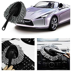 Emoly 2 Pack Super Soft Multi-Functional Car Dash Duster Interior & Exterior Cleaning Dirt Dust Clean Brush Dusting Tool Mop Gray Car Cleaning Products Tool (Gray)