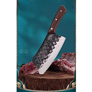 DENGJIA Chef Knife 7.2 Inch Chinese Chef's Knife and Meat Cleaver with Rosewood Handle Kitchen Knife
