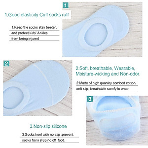 Auranso 10 Pack Toddler Boys Girls Thin No Show Socks Multicolored 3-4T