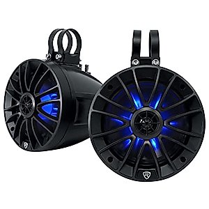 Rockville PT65BR 6.5" Powered Bluetooth LED Tower Speakers for ATV/UTV/RZR/Cart, Black
