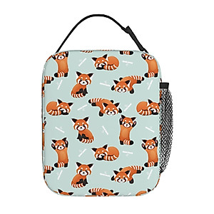 tiehrpr Cute Red Panda Reusable Insulated Lunch Box Cooler Tote Bag Unisex Handle Lunchbox For Office/Hiking/Camping/Picnic/Beach