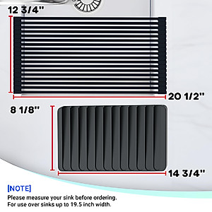 TRUSTAINLESS Combo Pack - Premium Multipurpose Black Silicone Extra Large 21 Inch Rolling Sink Rack and Drying Mat. Multipurpose Kitchen Accessory and Trivet