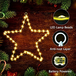 3 Pack Christmas Window Star Lights, 45 LED Deer Lights Battery Operated Window Decorations 8 Modes with Remote Controls for Home Party Garden Indoor Outdoor Decor(Warm White)
